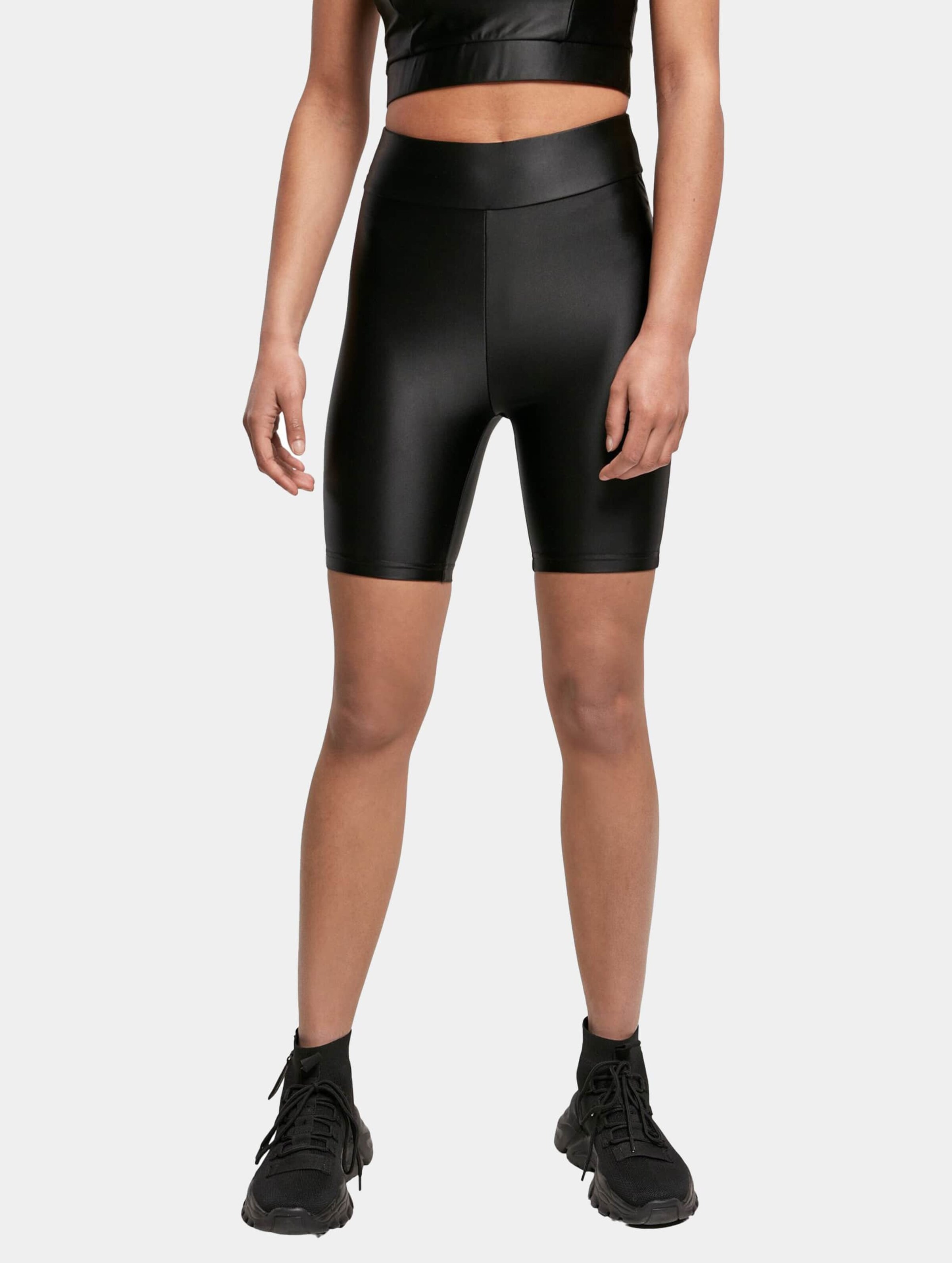 Shiny black biker shorts store